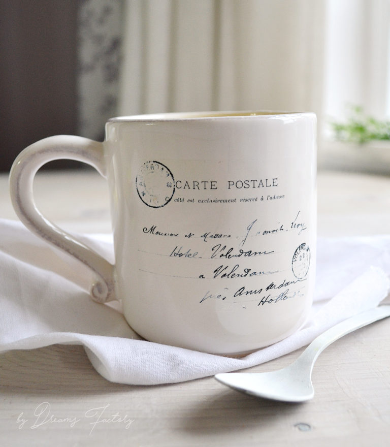 DIY 5 minute decal transfer on a coffee mug