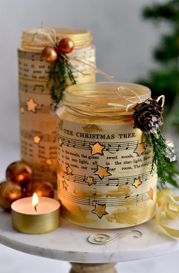 DIY Glowing Stars Gold Luminaries - Dreams Factory