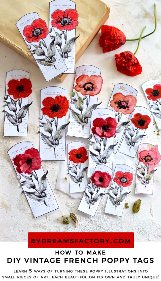 DIY Vintage French Poppy Tags - 5 ways! - Dreams Factory