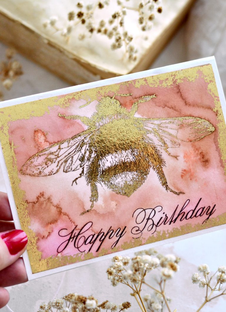 DIY Gold Foil Vintage Bee Birthday Cards - Dreams Factory