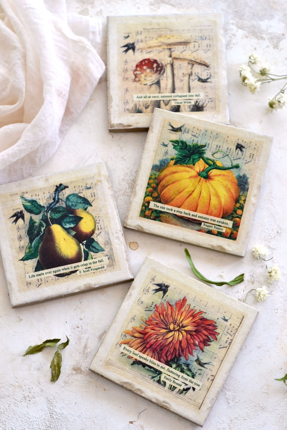 DIY Vintage Fall Coasters - Dreams Factory